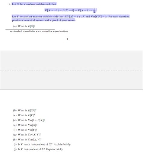 Solved 8 Let X Be A Random Variable Such That