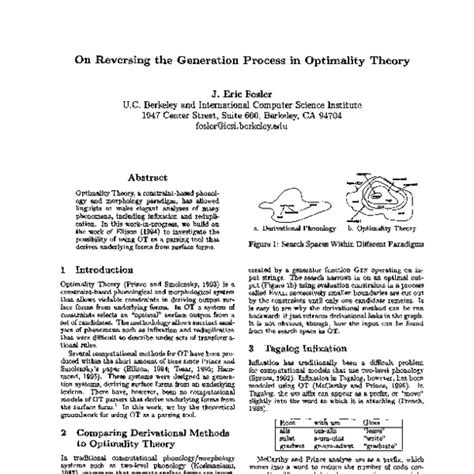 On Reversing The Generation Process In Optimality Theory Acl Anthology