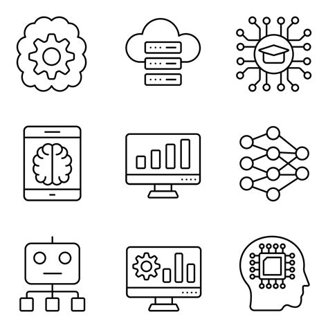 Machine Learning Line Icons Set 3653548 Vector Art At Vecteezy
