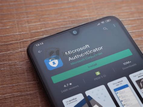 Microsoft Authenticator App Play Store Page On The Display Of A By Wavemovies Vectors