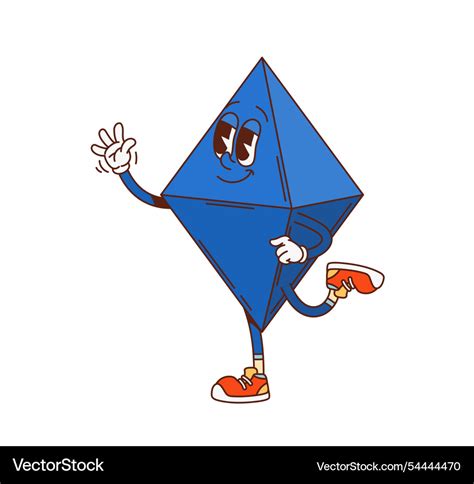 Groovy Math Rhombus Geometric Figure Character Vector Image