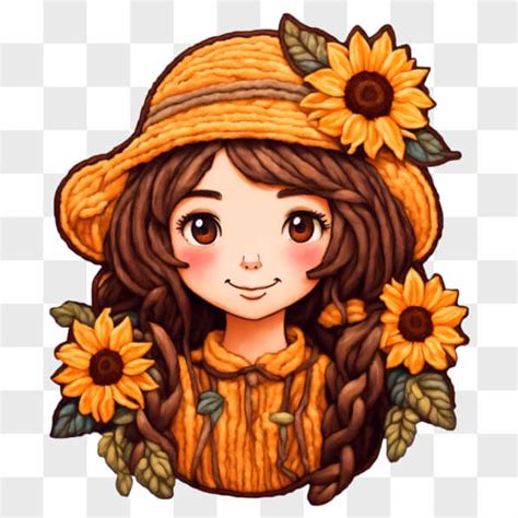 Descarga Chica Kawaii Con Girasoles Kawaii En Línea Creative Fabrica