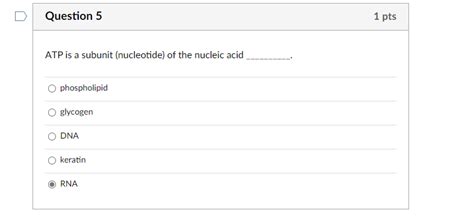 Solved ATP Is A Subunit Nucleotide Of The Nucleic Chegg Com