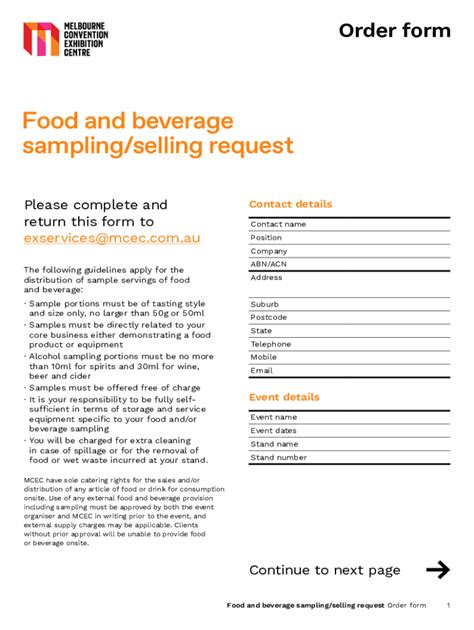 Fillable Online Form Food And Beverage Samplinggiveaways Fax Email Print