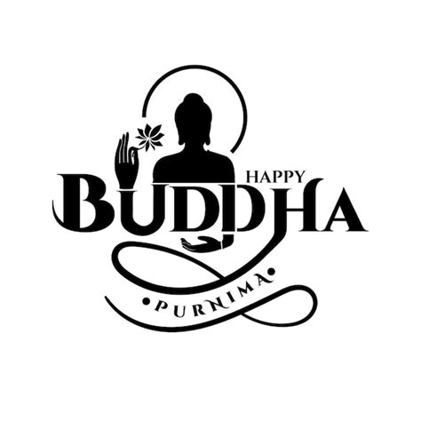 Premium Vector Happy Buddha Purnima Typography With Lord Buddha Shadow