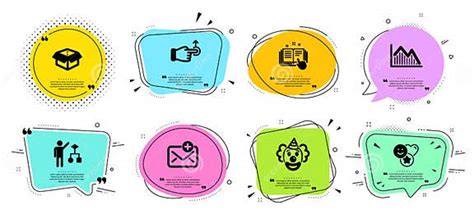 Technical Documentation Clown And Smile Icons Set Algorithm Open Box And Drag Drop Signs