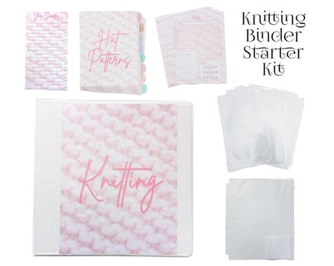 Knitting Binder Set With Decorated Covers And Spine Yarn Sampler Large Slider Pouch Dividers Knitting Binder Set With Decorated Covers And Spine Yarn Sampler Large Slider Pouch Dividers