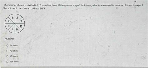 Solved The Spinner Shown Is Divided Into 8 Equal Sections If The