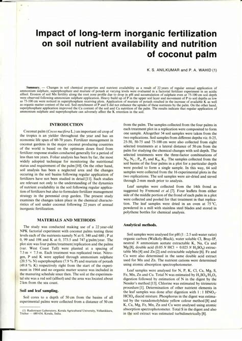 PDF Root Activity Pattern Of Coconut Palm