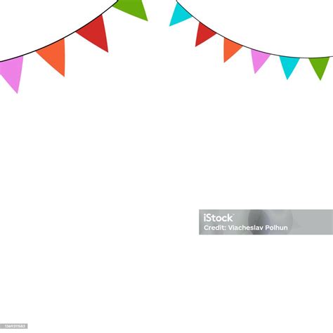 두 개의 깃발화환이 있는 배너 카니발 휴일 또는 축제 디자인 요소 생일 새해 크리스마스 파티 배경 벡터 일러스트레이션 갈란드 장식품에 대한 스톡 벡터 아트 및 기타 이미지