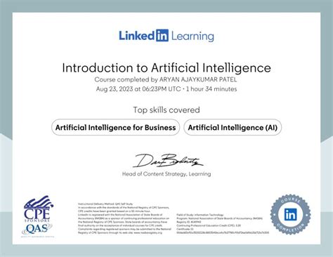 Aryan Ajaykumar Patel On Linkedin Certificate Of Completion