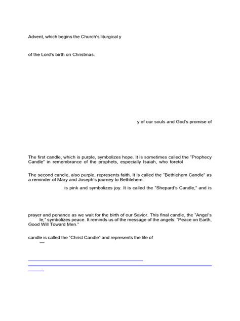 The Purpose And Symbolism Of The Advent Wreath And Candles Pdf Advent Wreath