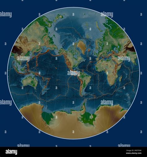 Cocos Tectonic Plate On The Physical Elevation Map In The Lagrange Oblique Projection Centered
