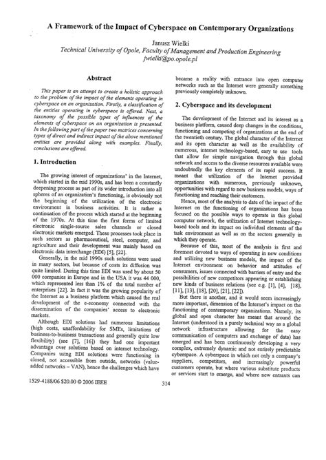 Pdf A Framework Of The Impact Of Cyberspace On Contemporary Organizations