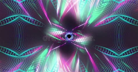 animation of mandala pattern and multicolored dynamic pattern against