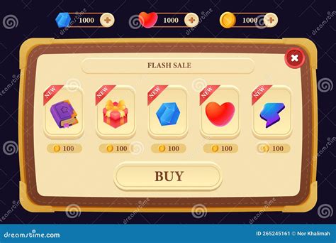 Game Asset Ui Design Cartoon Element With Elegant And Colorful Stock Vector Illustration Of