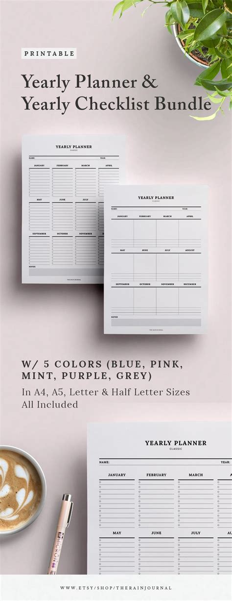 Yearly Planner Printables Printable Yearly Planner Annual Planner