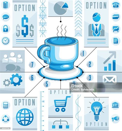 인포 그래픽 티 또는 커피 3d 도면 정보 프레 젠 테이 션 아이디어 벡터 일러스트 레이 션의 컵 원형 개념 0명에 대한 스톡