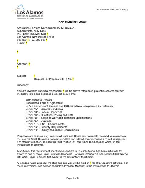 Rfp Email Template Rfp Invitation Letter Williamson