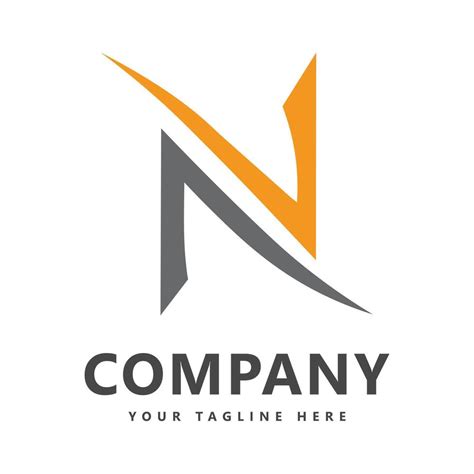Company Logo With Stylized Orange And Dark Gray Letter N Design
