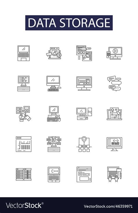 Data Storage Line Icons And Signs Storage Vector Image