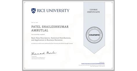 Shailesh Patel On Linkedin Completion Certificate For Basic Data Descriptors Statistical