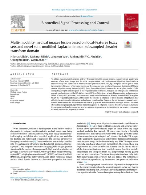 Pdf Multi Modality Medical Images Fusion Based On Local Features