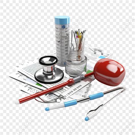 주사기 온도계 밴드 청진기와 약 의료 체크리스트 3d 렌더링으로 둘러싸인 3d 건강 보험 개념형태십자가 Png 일러스트 무료 다운로드 Lovepik