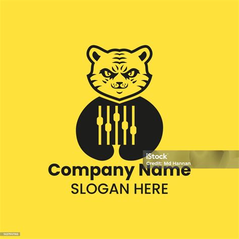 호랑이 이퀄라이저 로고 네거티브 공간 개념 벡터 템플릿입니다 팬더 홀딩 이퀄라이저 기호 Dj에 대한 스톡 벡터 아트 및 기타 이미지 Dj 개념 고양잇과 Istock