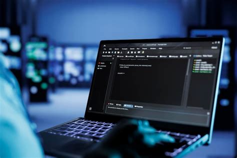 Premium Photo Certified Technician Running Code And Programming On