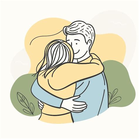 Premium Vector A Drawing Of A Couple Hugging And Hugging