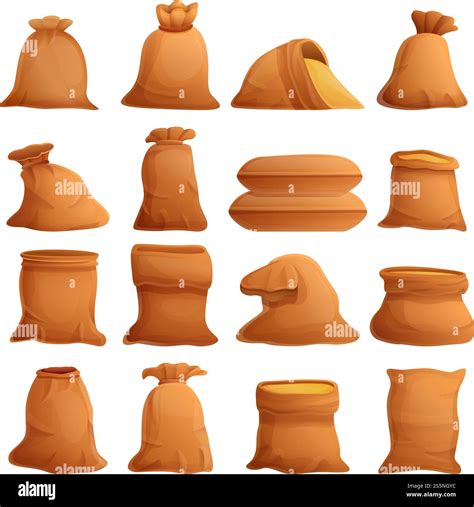 Sack Icons Set Cartoon Set Of Sack Vector Icons For Web Design Sack