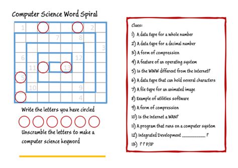 Computer Science Starter Task Word Spiral Puzzle Ks3 Gcse A Level 2nd Teaching Resources