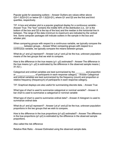 Solution Cph Exam Biostatistics Exam Questions With Answers 2023 2024