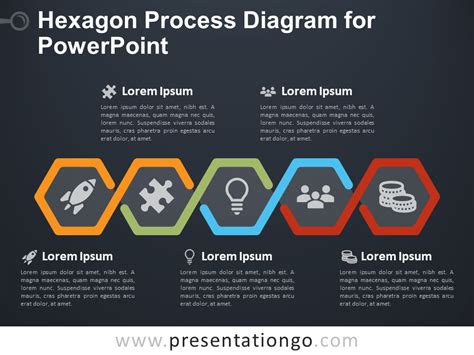 6 Step Hexagon Powerpoint Diagram