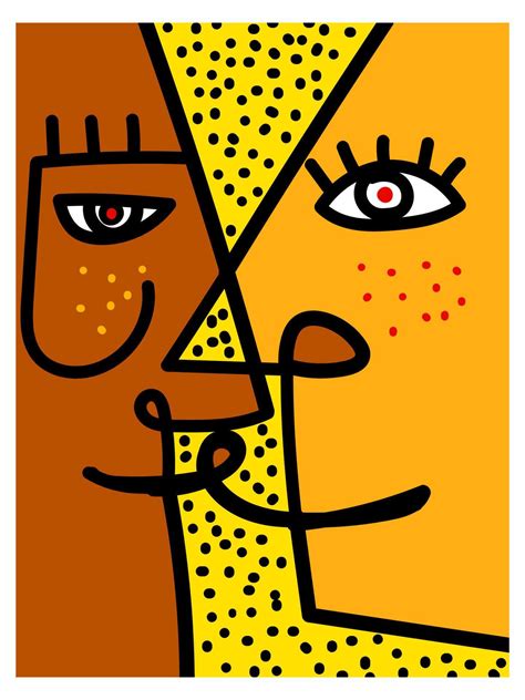 Abstract Face Portrait Man Woman Hand Drawing Vector Illustration Trendy Contemporary Art