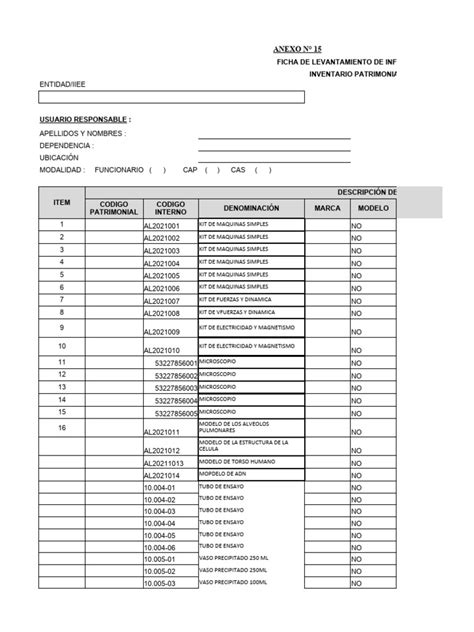 Inventario De Laboratorio Pdf