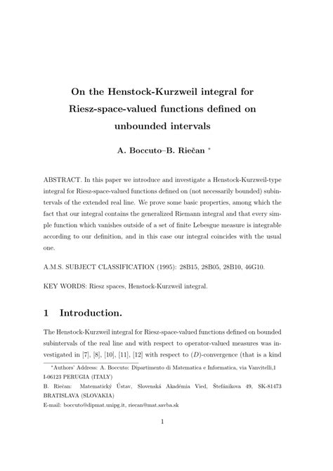 Pdf On The Henstock Kurzweil Integral For Riesz Space Valued