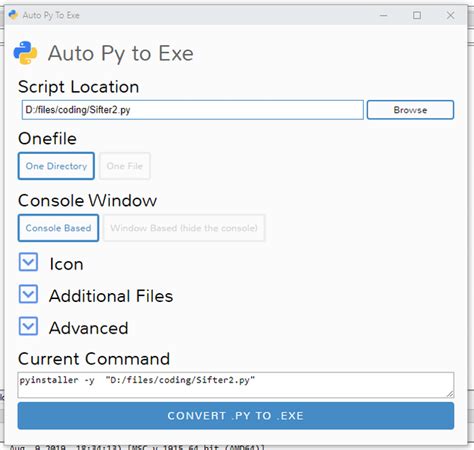 just found an awesome new plugin for pyinstaller pip install auto py