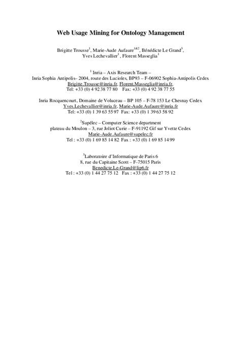 pdf web usage mining for ontology management florent masseglia brigitte trousse and marie