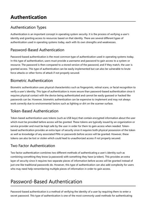 Authentication In Operating Systems Authentication Authentication Types Authentication Is An