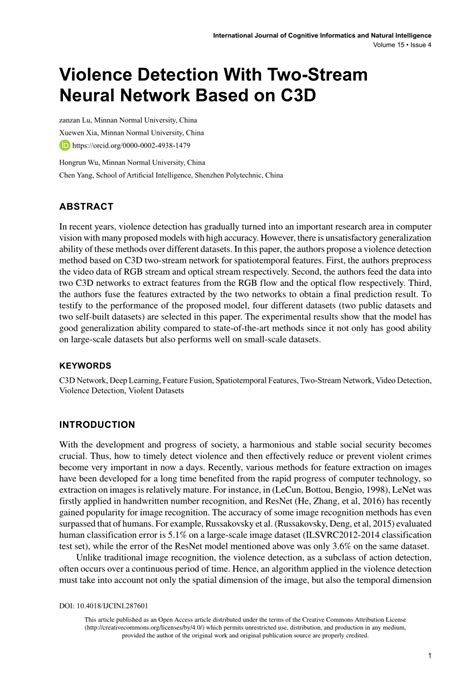 Pdf Violence Detection With Two Stream Neural Network Based On C3d