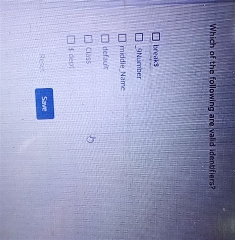 Which Of The Following Are Valid Identifiers Studyx