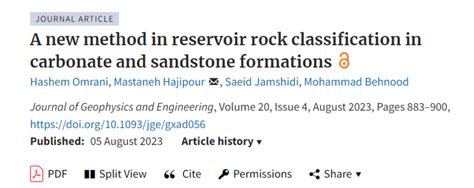 Pdf A New Method In Reservoir Rock Classification In Carbonate And Sandstone Formations