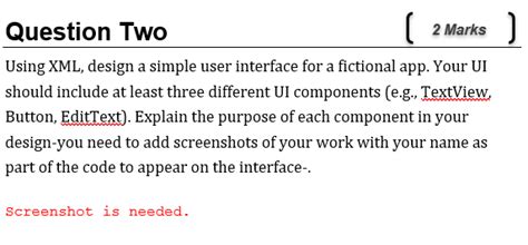 Solved Mobile Computing Cs475question Twousing Xml ﻿design