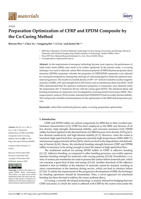 pdf preparation optimization of cfrp and epdm composite by the co
