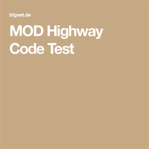 MOD Highway Code Test Coding Theory Test Test