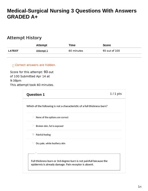 Medical Surgical Nursing 3 Questions With Answers Graded A Exams