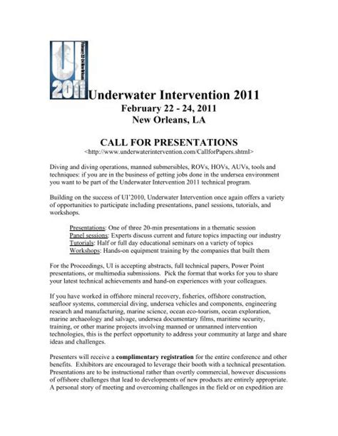 Underwater Intervention 2011 Marine Technology Society