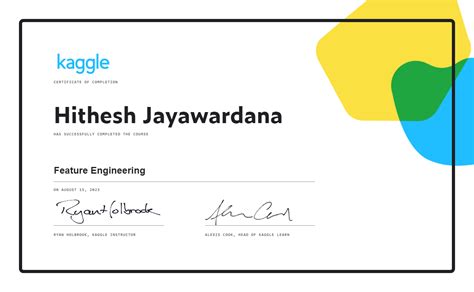 hithesh jayawardana completed the feature engineering course on kaggle
